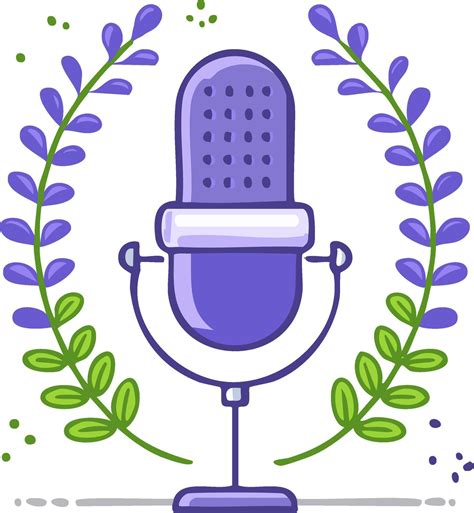 Illustration Of A Podcast Microphone Surrounded By Floral Elements