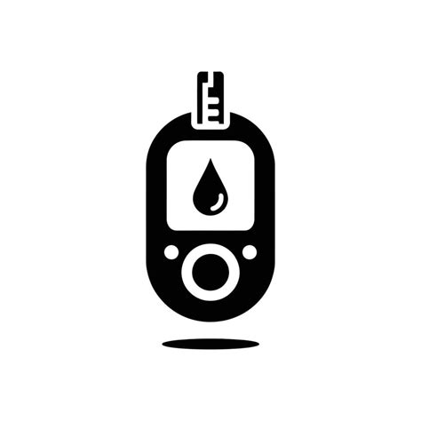 Negro Silueta Glucosa Metro Icono Con Gotita Sangre Azúcar Nivel