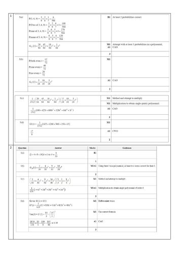 Probability Generating Function Al Fm 9231 Teaching Resources