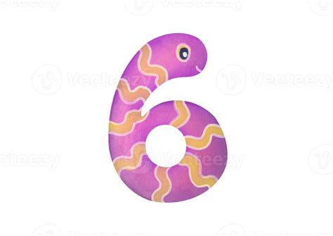 Watercolor Number 6 Digit Six Figures With Eyes That Look Like