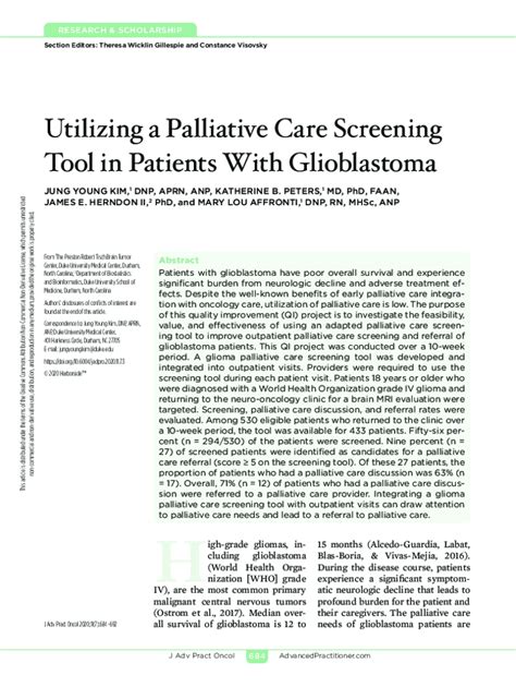 Fillable Online Utilizing A Palliative Care Screening Tool In Patients With Fax Email Print