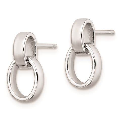Sterling Silver Rhodium Plated Polished Link Post Earrings Unclaimed