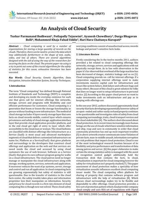 Pdf An Analysis Of Cloud Security