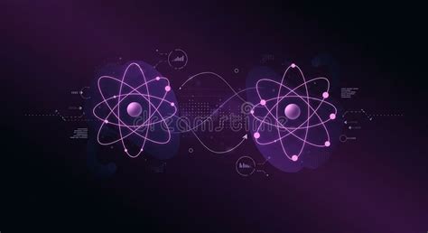 Abstract Digital Illustration Of Atomic Structures And Particle Physics Two Stylized Stock