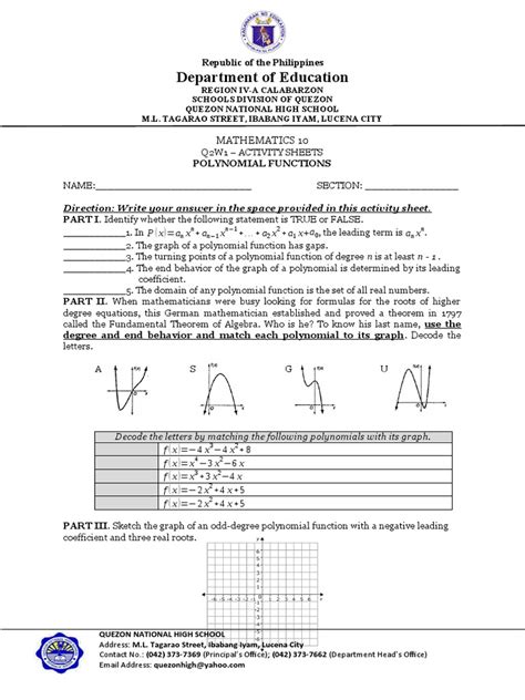 Melc 13 14 15 Polynomial Functions Pdf