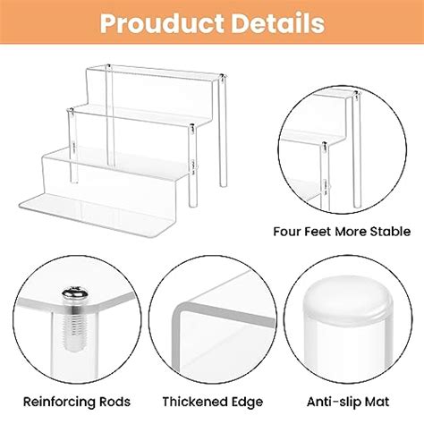 Upsimples Acrylic Riser Display Shelf 2 Pack 4 Tier Perfume Organizer