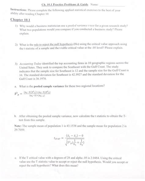 Ch 101 Practice Problems And Guide Name