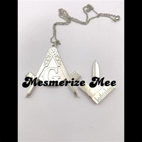 Masonic Square And Compass With Hidden Working Tool Pendant Chain Etsy