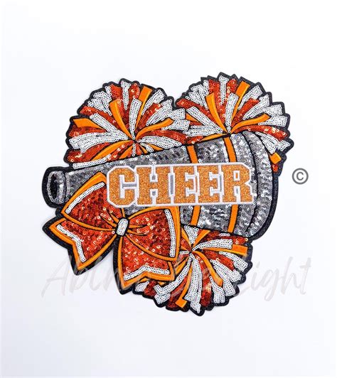 Cheer Patch Orange Cheer Patch Comp Day Patch Megaphone Patch Pom Pom Patch Dance Patch