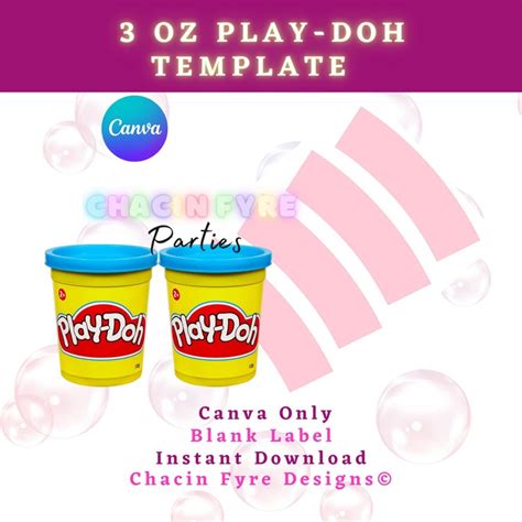 3 Oz Play Doh Canva Template Playdoh Party Favor Template Etsy