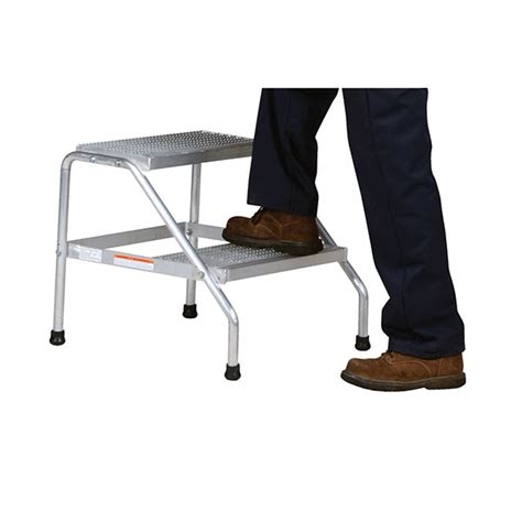 Aluminum 2 Step Knock Down Stand 500 Lb Capacity Silver Shippers Mall