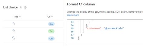 sp list column json formatting menu microsoft qanda