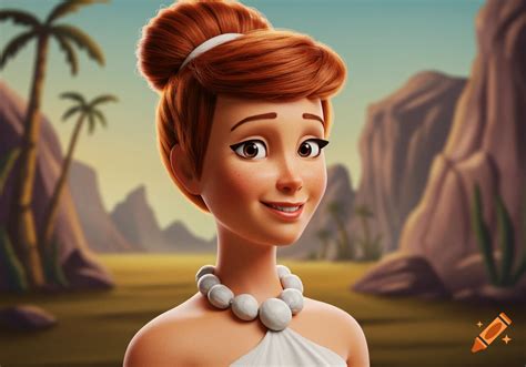 A Realistic 3d Animated Portrait Of Wilma Flintstone Smiling Set