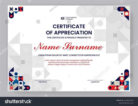 Certificate Template A4 Size Geometric Mosaic Stock Vector Royalty