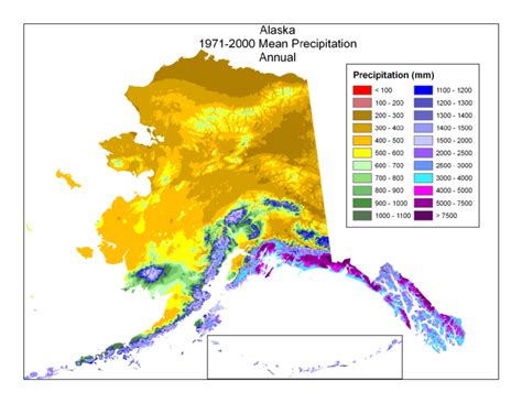 Prism 1971 2000 Mean Annual Precipitation Map Grid For Alaska