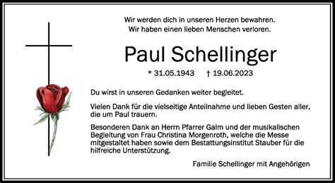 Traueranzeigen Von Paul Schellinger Schwaebische De Trauerportal
