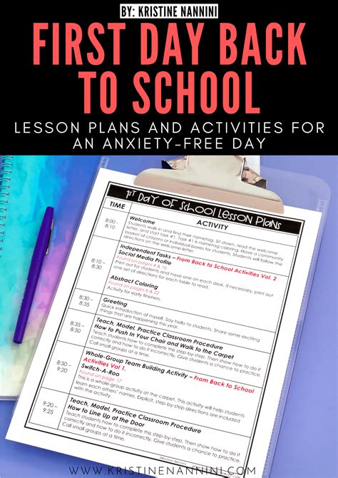 First Day Back To School Lessons Plans And Activities To Plan Your Day