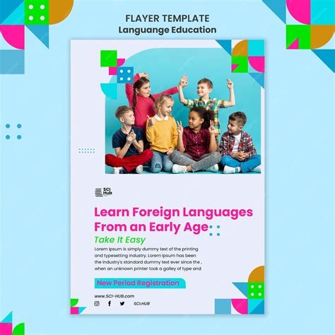 Premium Psd Geometric Language Learning Flyer Template