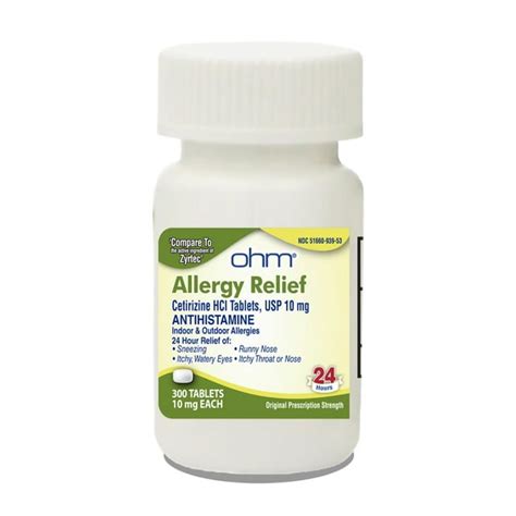 Ohm 24 Hour Allergy Medicine 300 Count Antihistamine For Pollen Hay