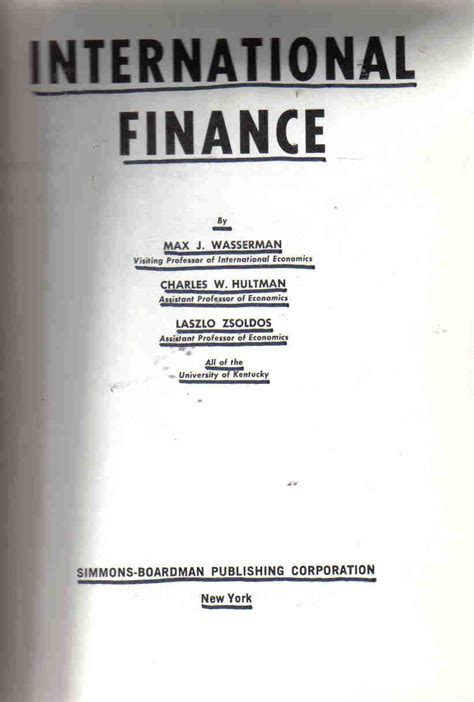 International Finance Wasserman Max Judd Books