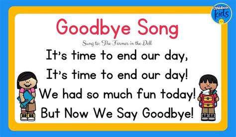 Preschool Goodbye Song Goodbye Songs For Preschool Kindergarten