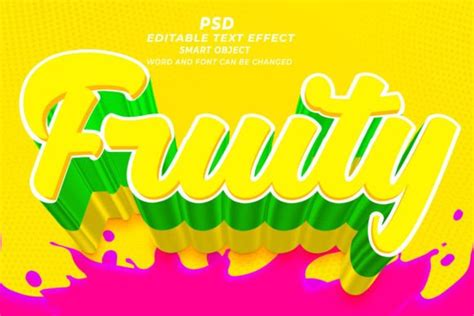 Psd Fruity 3d Editable Text Effect Graphic By Truevector · Creative Fabrica