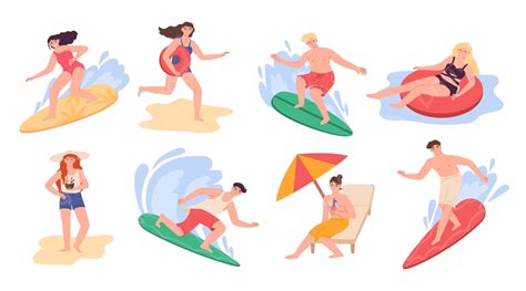 여름 해변 사람들 서핑 수영 여자 여름 서퍼 Png 일러스트 및 벡터 에 대한 무료 다운로드 Pngtree