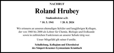 Traueranzeigen Von Roland Hrubey Augsburger Allgemeine Zeitung