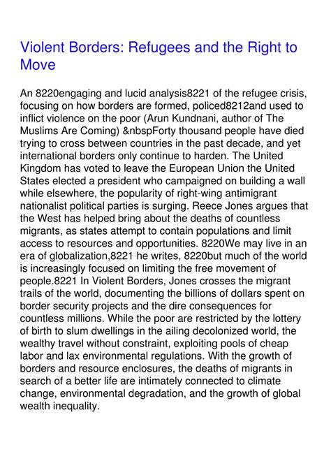 Ppt Read Book Violent Borders Refugees And The Right To Move