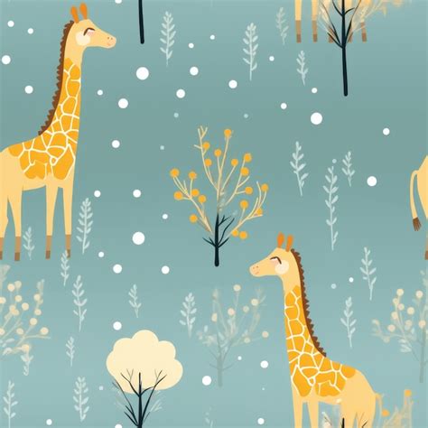Premium Ai Image Giraffe Pattern Illustrated Simple Texture Seamless Tile