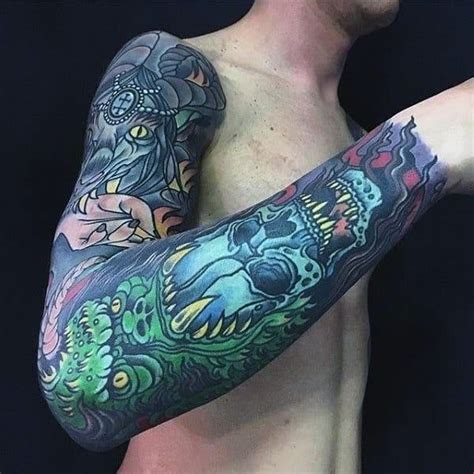 100 Coolest Sleeve Tattoos For Men Tattoo Sleeve Men Colorful Sleeve