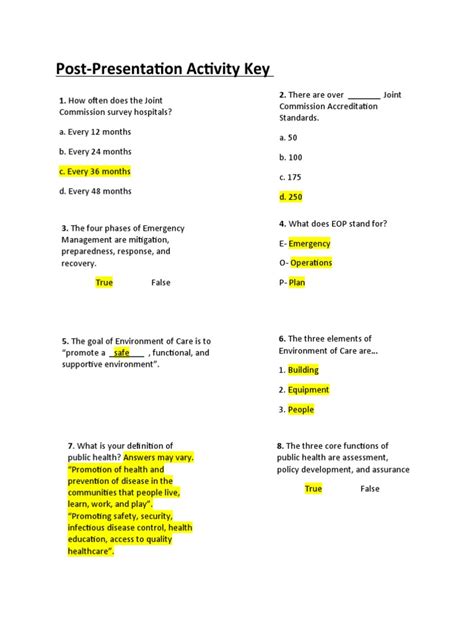 Activity Answer Key Pdf