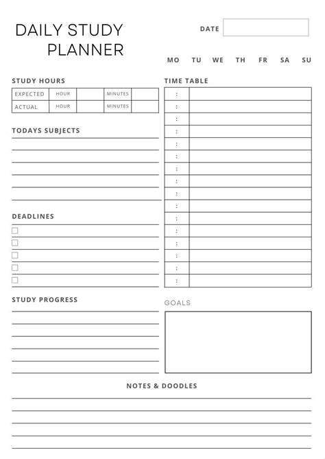 Student Study Planner Printable Assignment And Grade Tracker Pdf