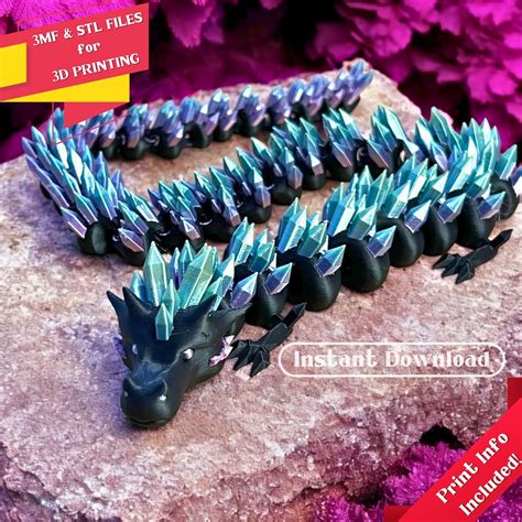 Articulated Crystal Dragon Stl And 3mf Files For 3d Printers Ready To Print Poseable Toy