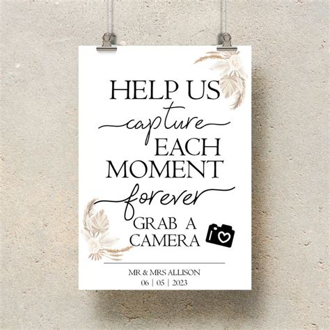 Personalised Disposable Camera Wedding Sign Grab A Camera Print Help