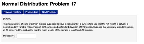 Solved Normal Distribution Problem 17 Previous Problem