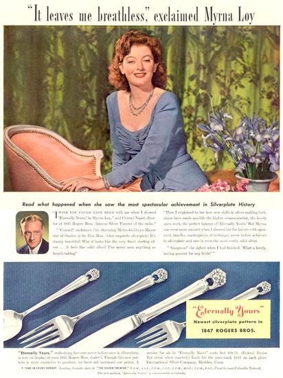 Rogers Silverplate Myrna Loy Breathless 1941 Mad Men Art Vintage Ad