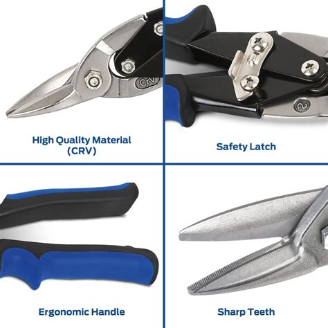 Vtools 10 Inch Aviation Tin Snips With Safety Latch And Hanging Hole