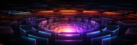 Abstract Circular Octagon Purple Orange Green Colours On Black