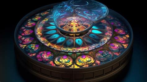 Premium Photo Game Art 3d Stained Glass Round Rose Window Circular