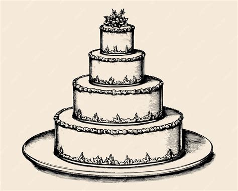 Premium Vector Drawn Vintage Cake Sketch Illustration Engraved Style