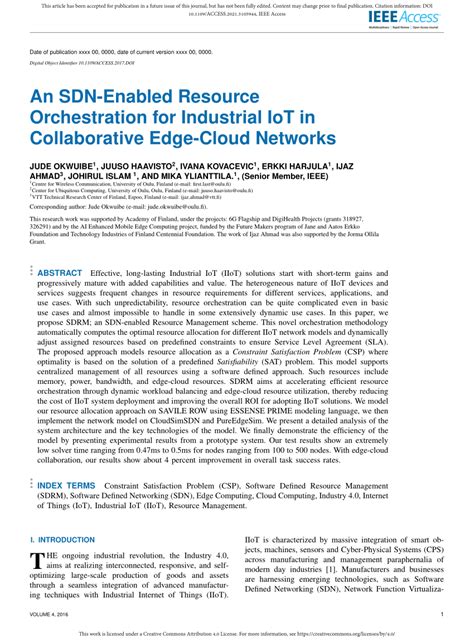 Pdf An Sdn Enabled Resource Orchestration For Industrial Iot In