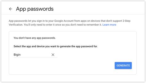 Generate An App Specific Password
