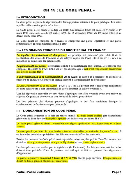 Structure Du Code Pénal Français Pdf Loi Criminelle Justice