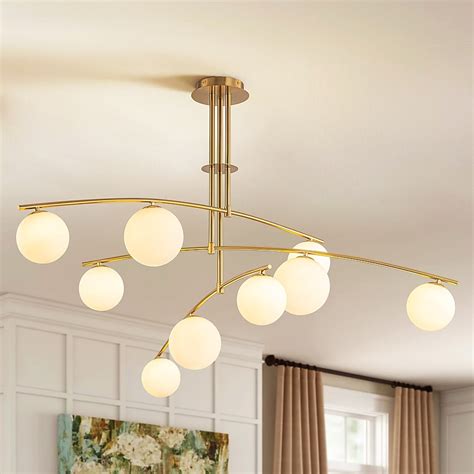 Rennnsan Mauree 512 In Brass Indoor 9 Light Semi Flush Mount Light