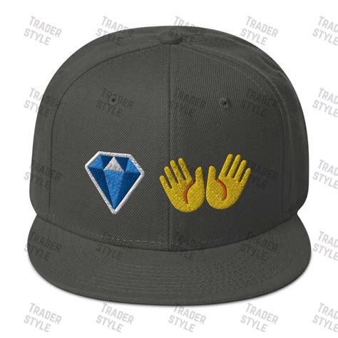 Diamond Hands Emoji Snapback Cap Memes Stock Market Trading Trader T