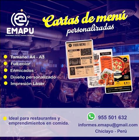 Cartas De Menú Enmicadas Emapu