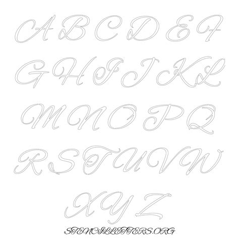 Free Printable Uppercase Letter Stencils Design Style 136 Cursive