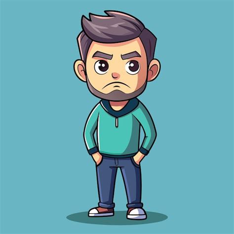 Adorable Man Displaying Sad And Upset Feelings Cartoon Vector