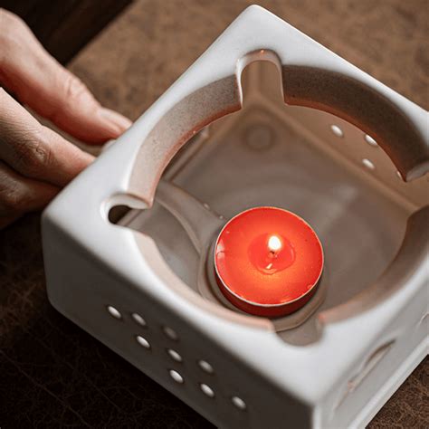 Handcrafted Ceramic White Dimpled Boiler With Candle Stove Masu